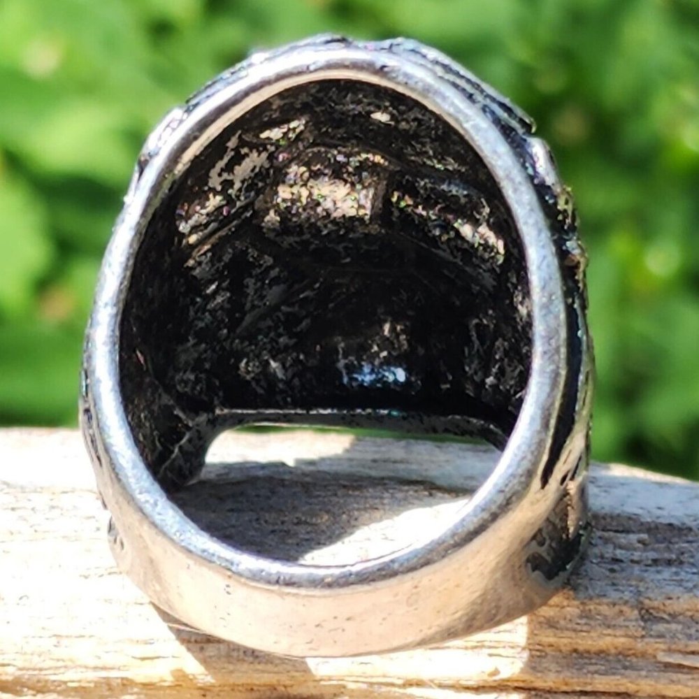 Badass Large Biker Gang Skull Silver Steel Ring - Siz… - Gem